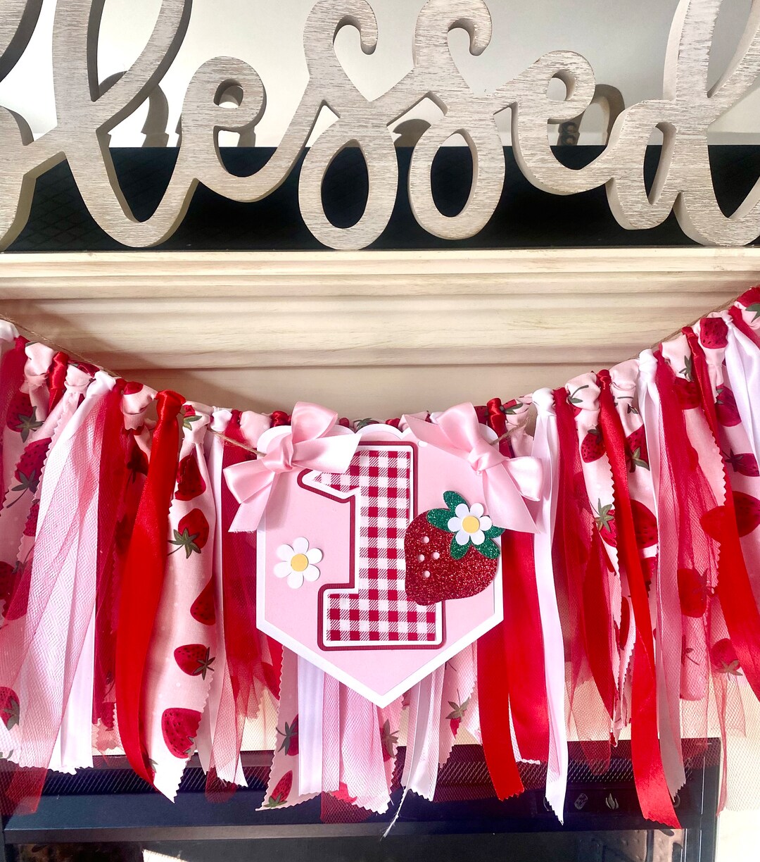 Strawberry 1st Birthday High Chair Banner: Berry First Birthday , ONE ...