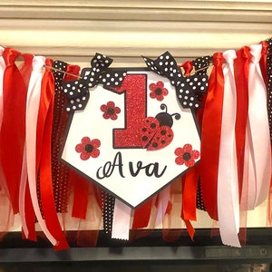 Ladybug First Birthday , Ladybug High Chair Banner, Little Ladybug 1st ...