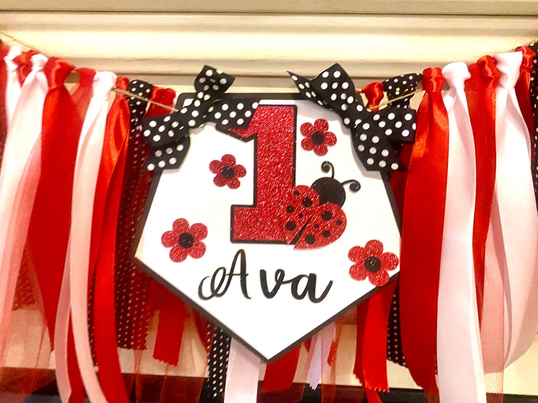 Ladybug First Birthday , Ladybug High Chair Banner, Little Ladybug 1st ...