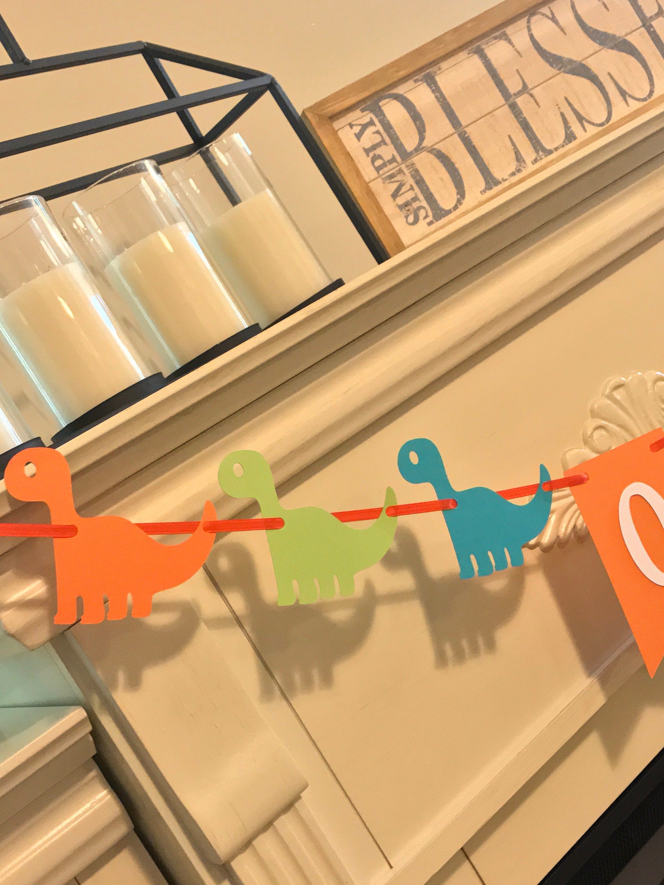 Dinosaur Birthday Decorations . Dinosaur First Birthday Banner | Etsy