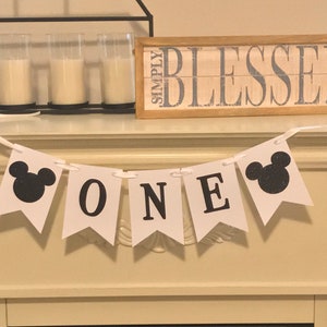 Mickey Mouse Birthday Banner, Mickey Mouse High Chair Banner, Photo ...