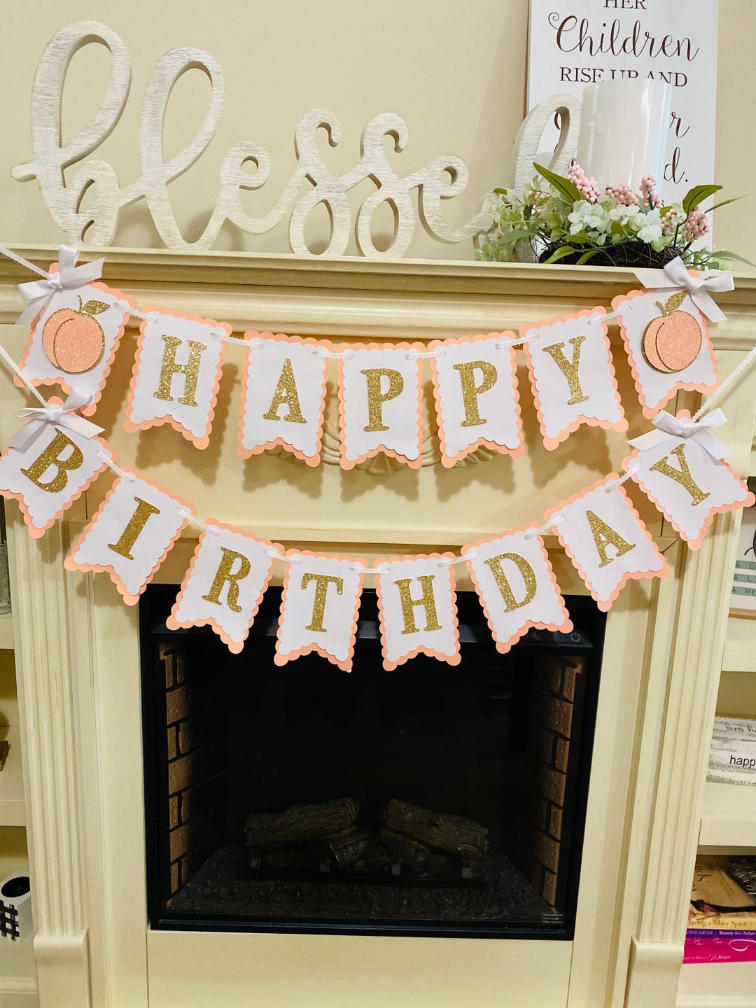 Peach Birthday Banner, Girl First Birthday Party Decor - Etsy