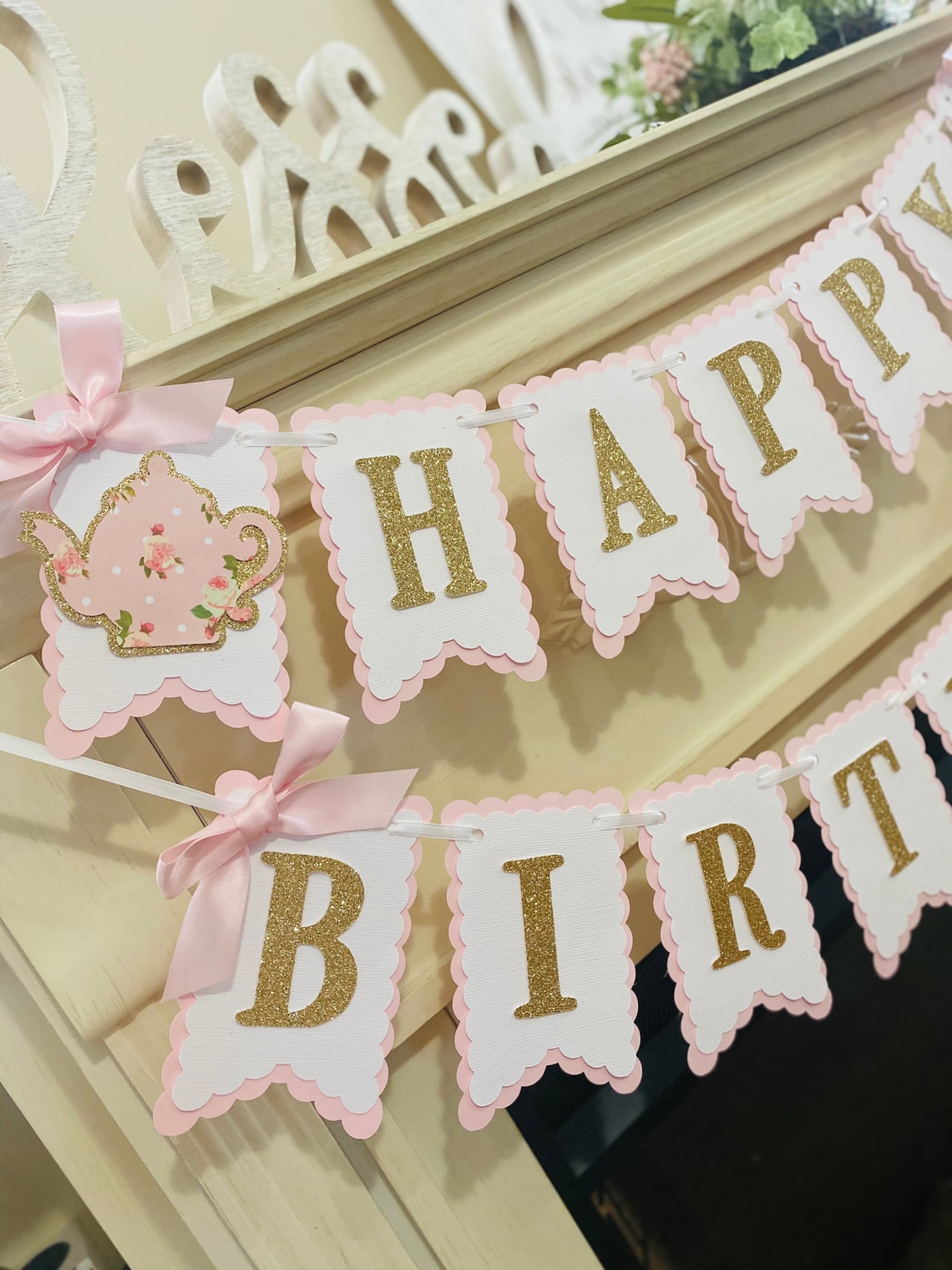 Tea Party Birthday Banner Tea for Two tea Pot Banner - Etsy