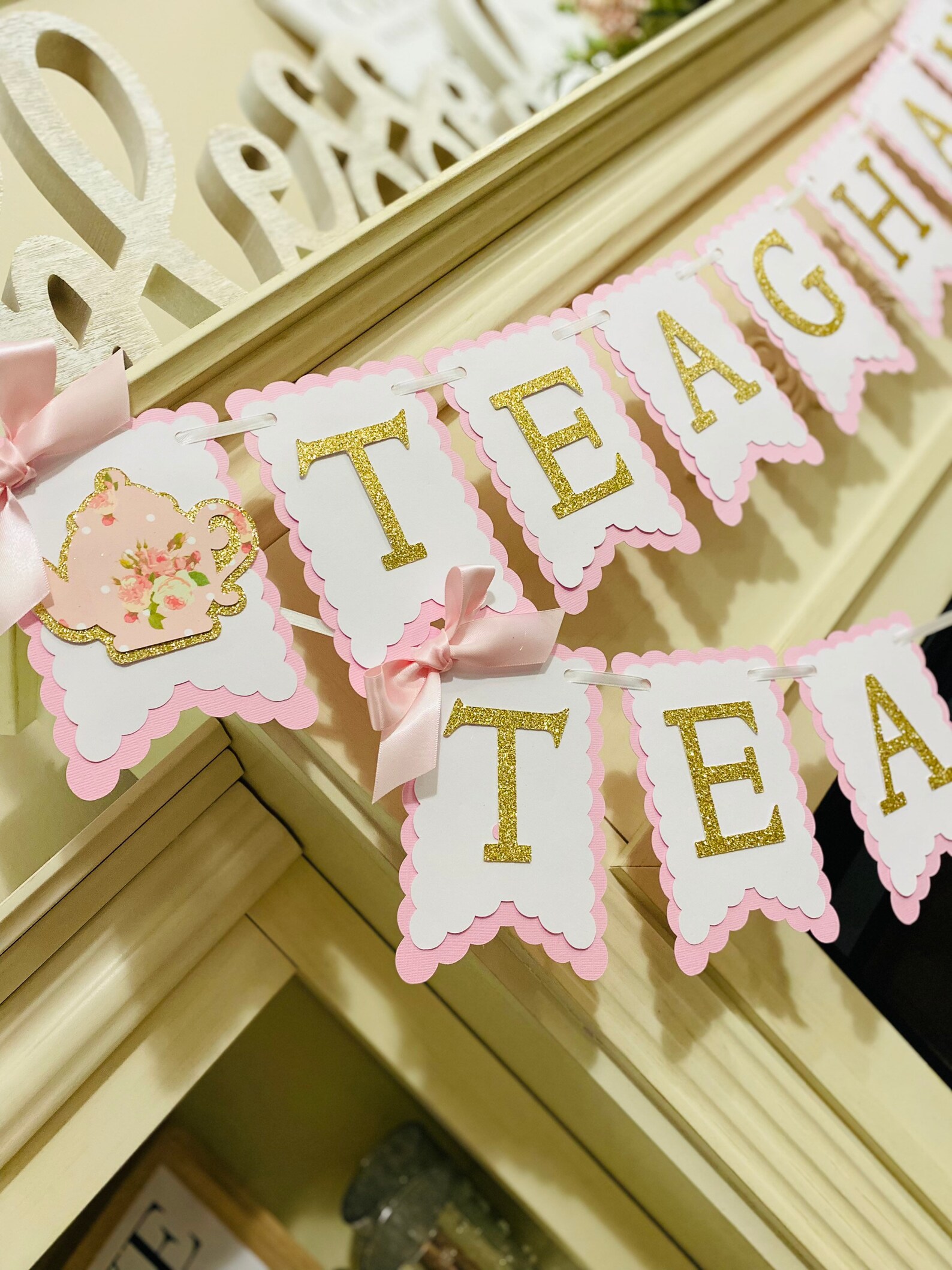 Tea Party Birthday Banner Tea for Two Princess tea Party | Etsy