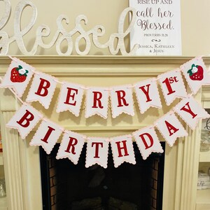 Strawberry Birthday Banner, Berry 1st Birthday . Strawberry Birthday ...