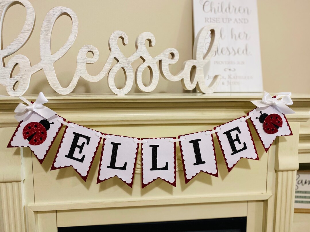 Ladybug Birthday Decorations , Lady Bug Birthday Name Banner , Girl ...