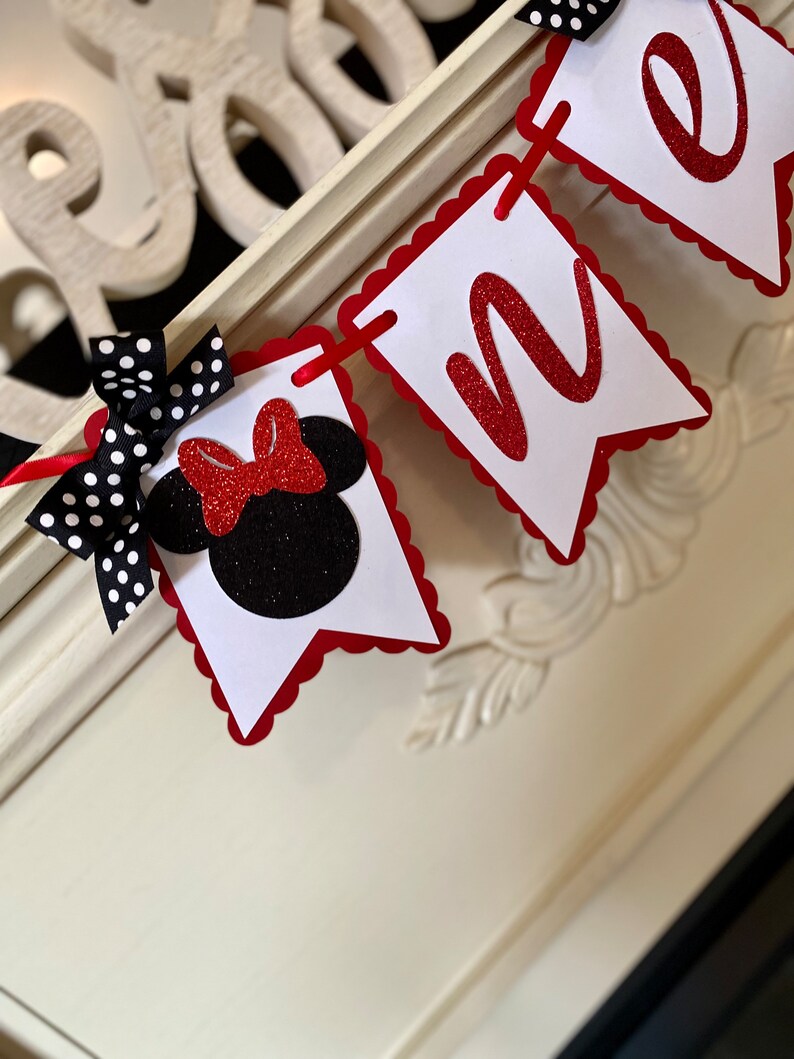 Minnie Mouse High Chair Banner: Red and Black First Birthday Decor - Etsy