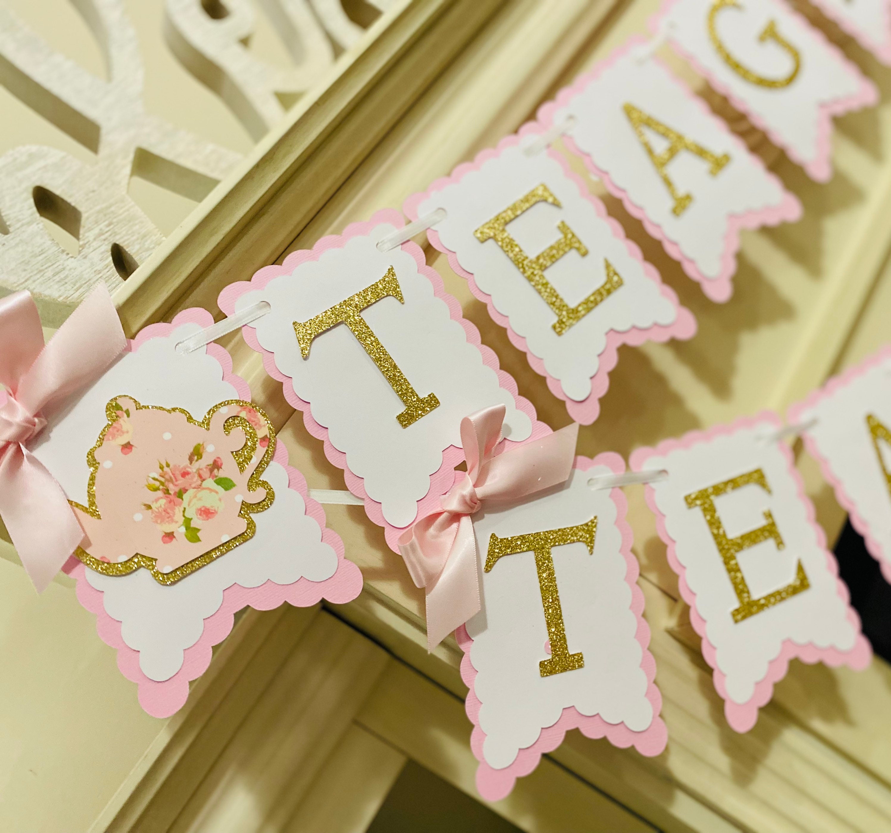 Tea Party Birthday Banner Tea for Two Princess tea Party | Etsy