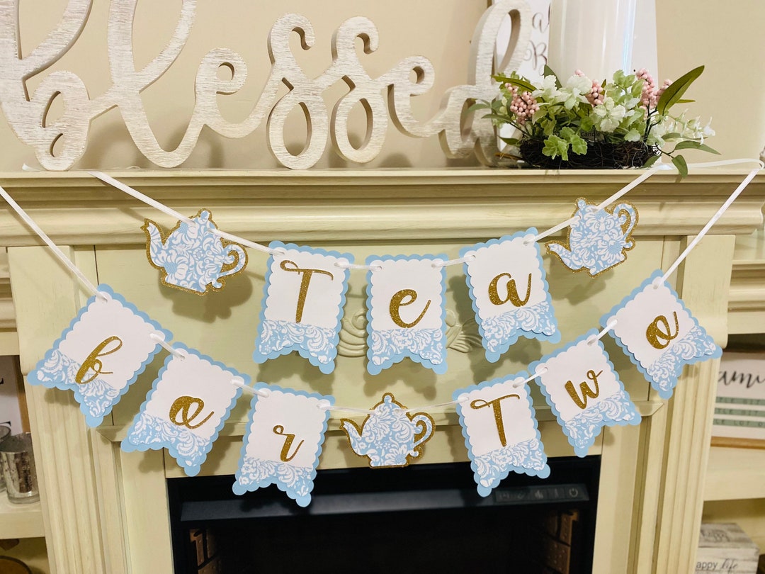 Tea Party Banner, Tea for Two Birthday Decor ,tea Party Birthday ...