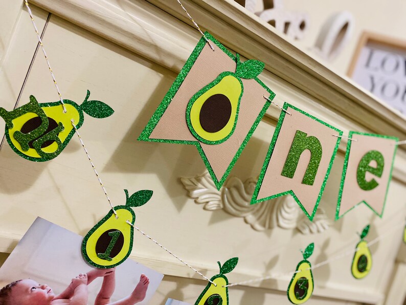 Avocado First Birthday Photo Banner NB-12 1st Birthday - Etsy