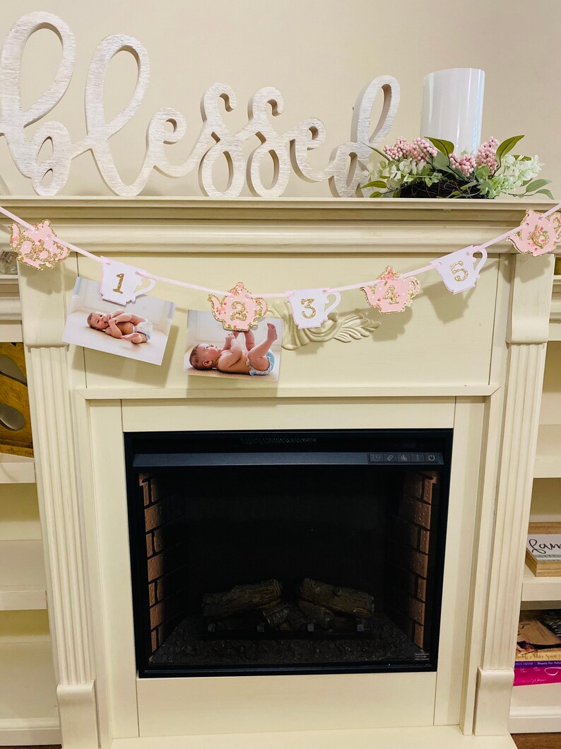 Floral Tea Birthday Party Tea Party Photo Banner NB-12 1st - Etsy