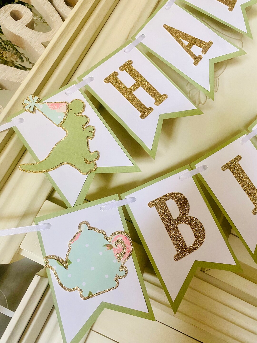 Tea Rex Birthday Decorations , Dinosaur 1st Birthday ,oneasaurus Banner ...