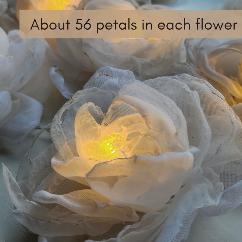 10 White Peony String Lights 1.6m Flower Garland Ideal for - Etsy
