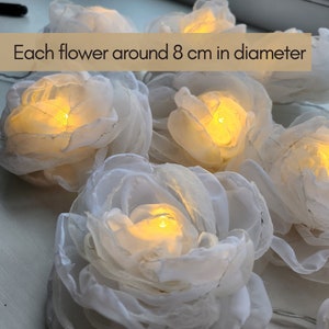 10 White Peony String Lights 1.6m Flower Garland - Ideal for Weddings ...