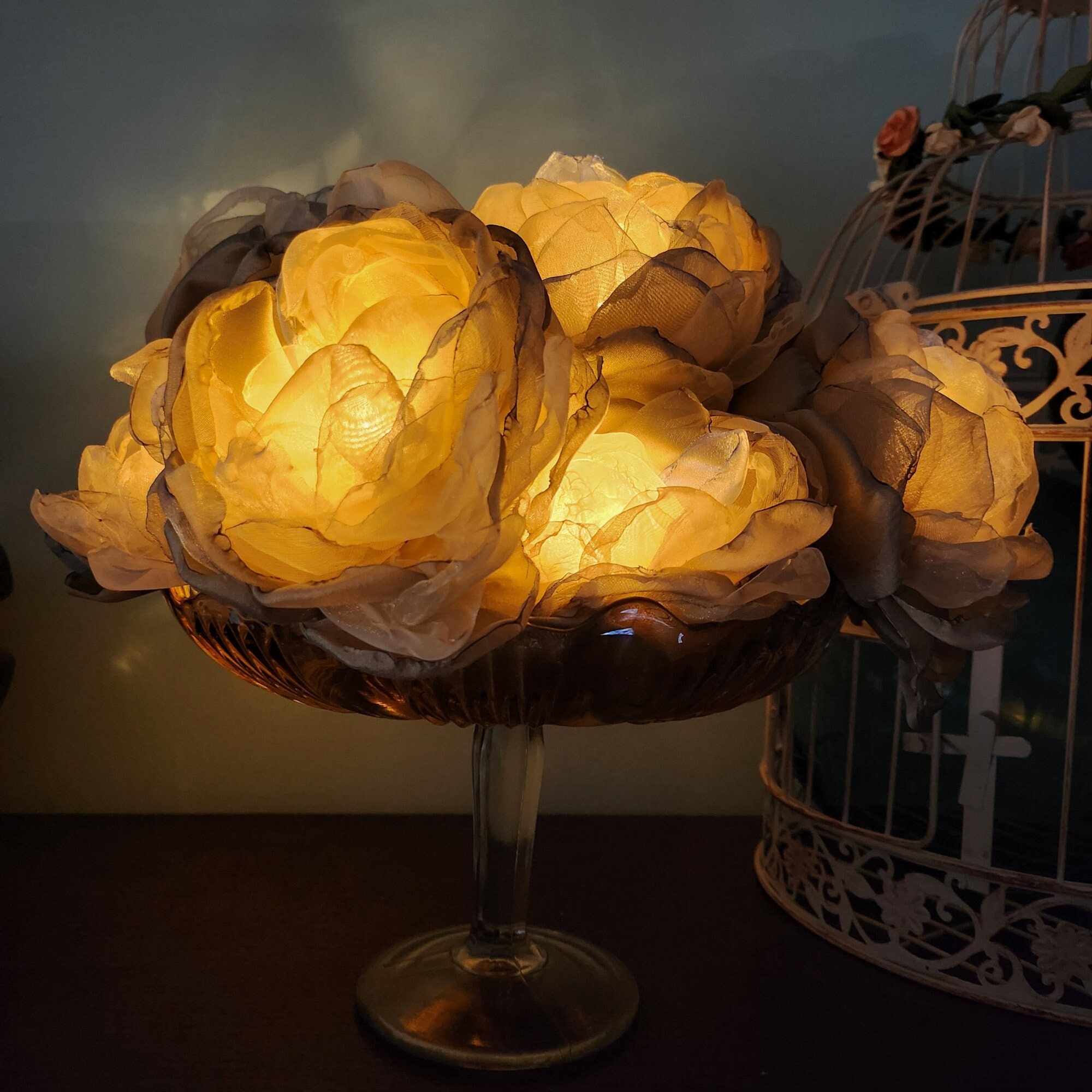 10 Peony Flower String Light Garland Fairy Light Bachelorette - Etsy