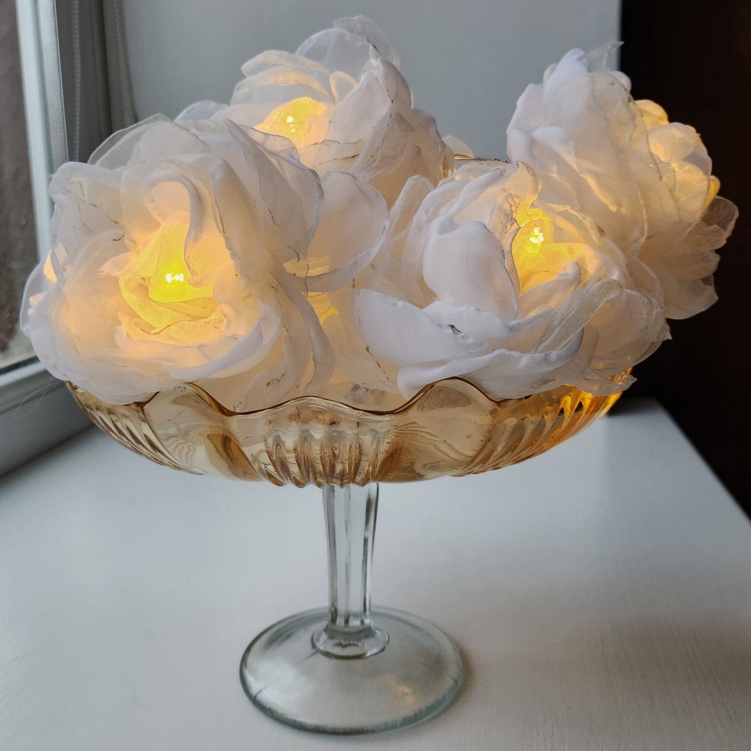 10 White Peony String Lights 1.6m Flower Garland - Ideal for Weddings ...