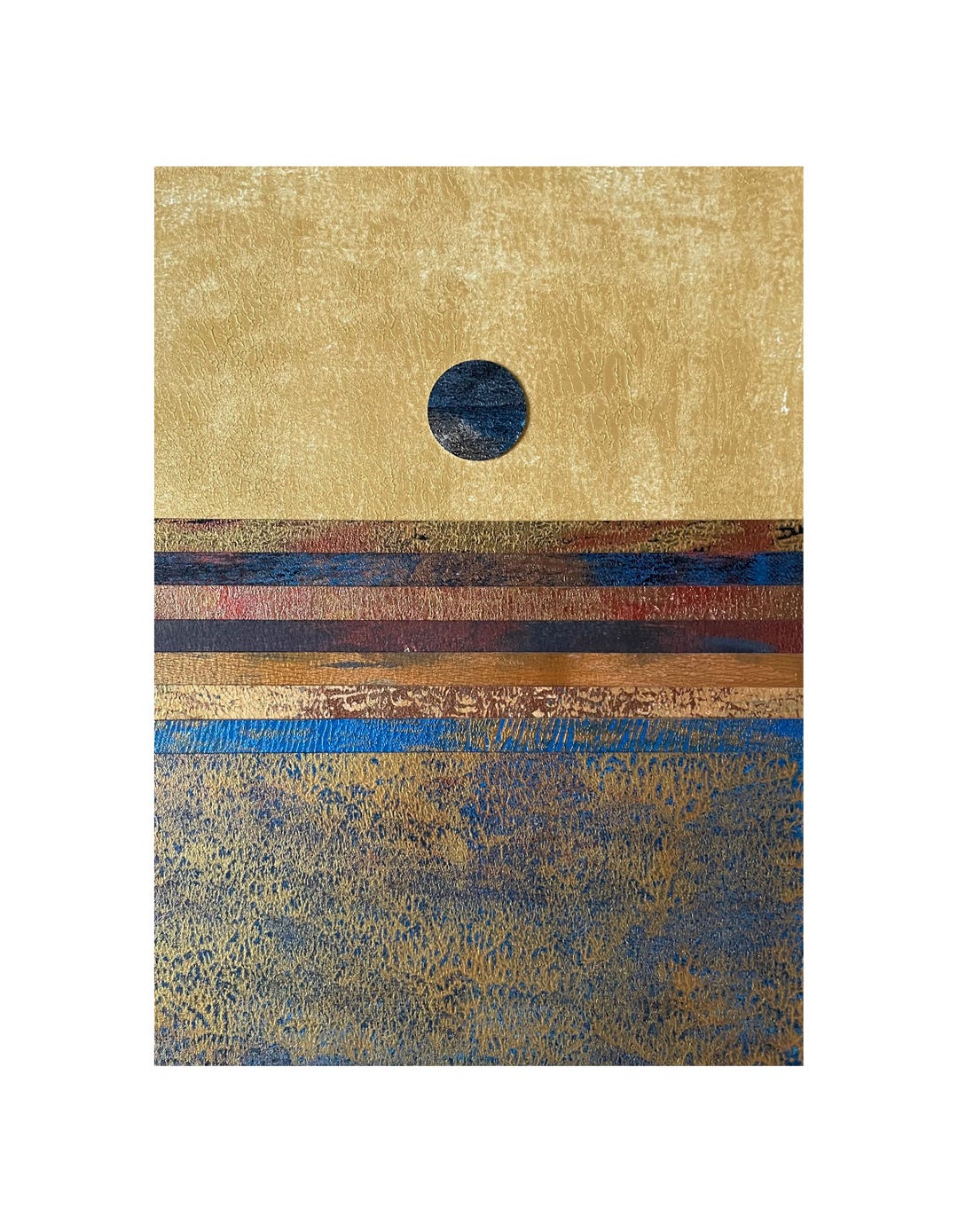 Original Artwork With Layers - Collage Painting - Gold and Blue - Etsy