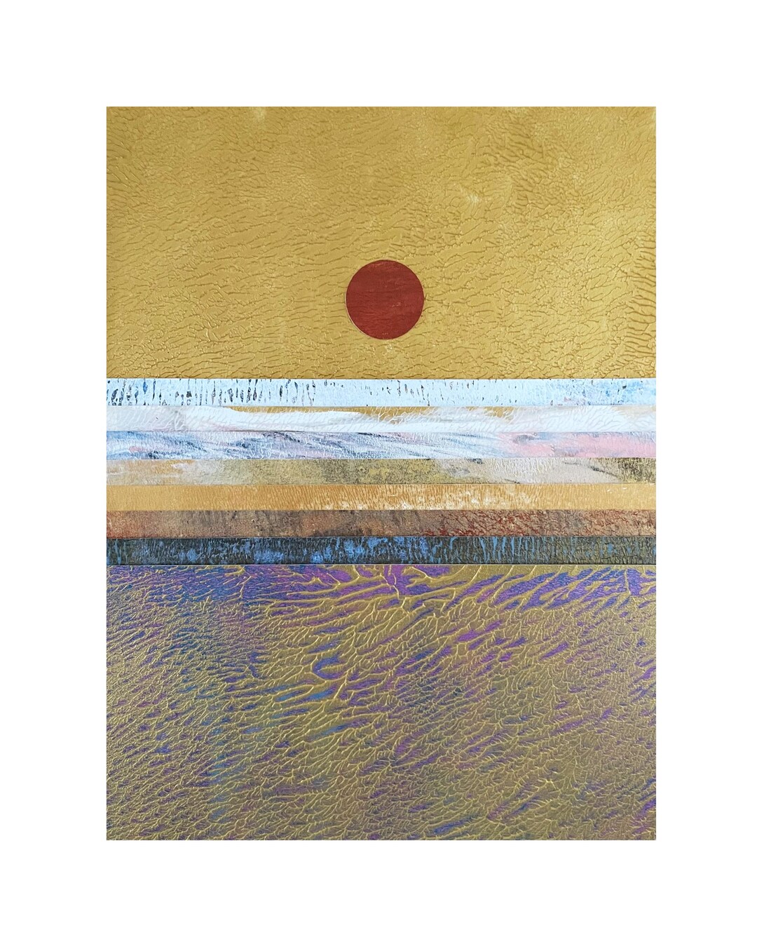 Original Artwork With Layers - Collage Painting - Red Sun - Etsy