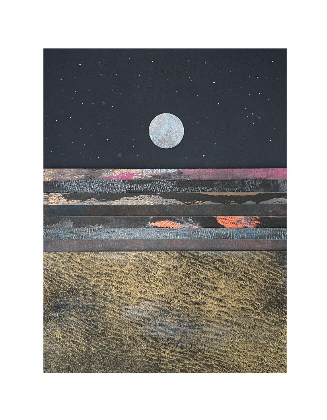 Original Artwork With Layers - Collage Painting - Night Sky - Etsy
