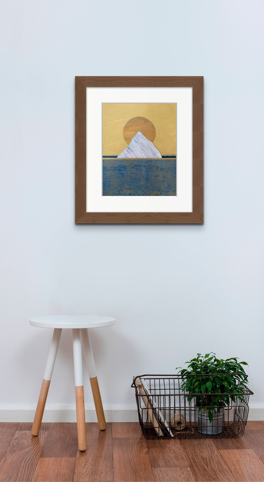 Acrylic Collage Painting of Iceberg and Sun - Etsy