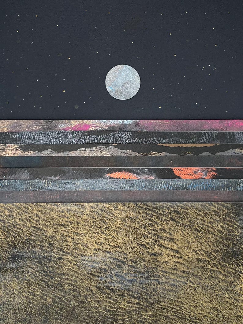 Original Artwork With Layers - Collage Painting - Night Sky - Etsy