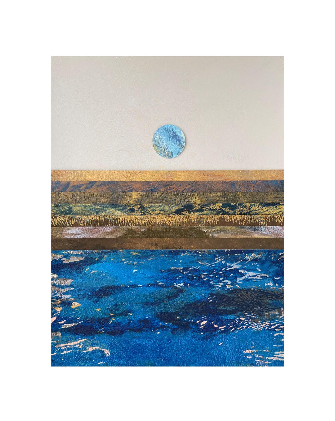 Original Artwork With Layers - Collage Painting - Metallic Blue - Etsy