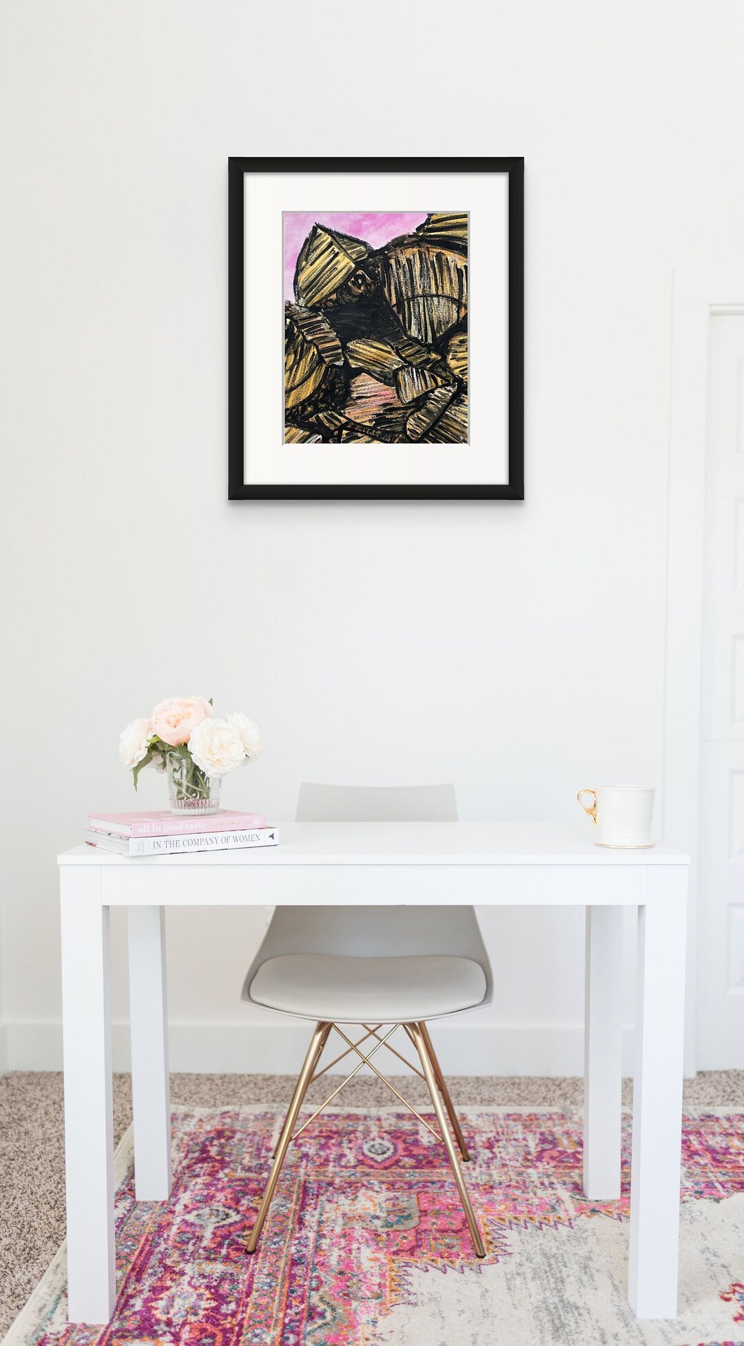 Painting of Woodpile, Wood Stack, With Pink - Etsy