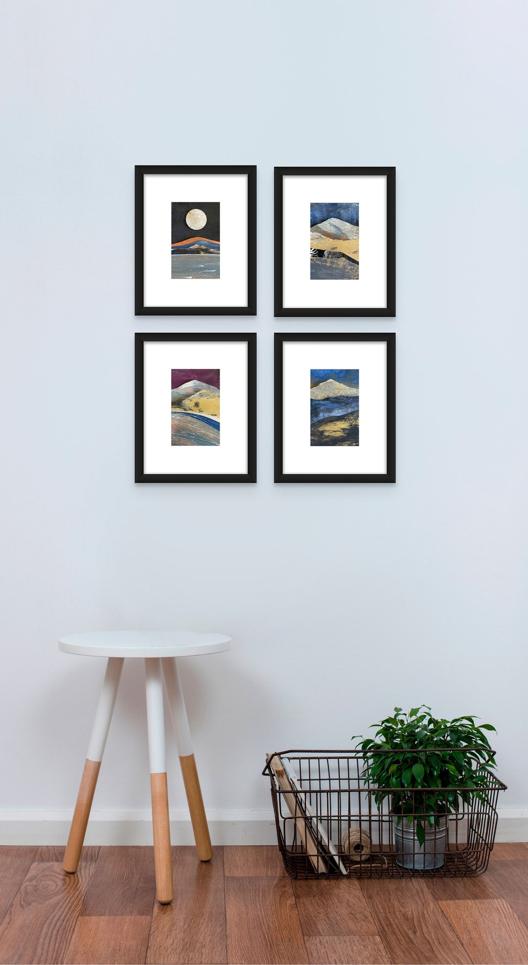 Set of Four 4x6 Landscape Collage/paintings - Etsy