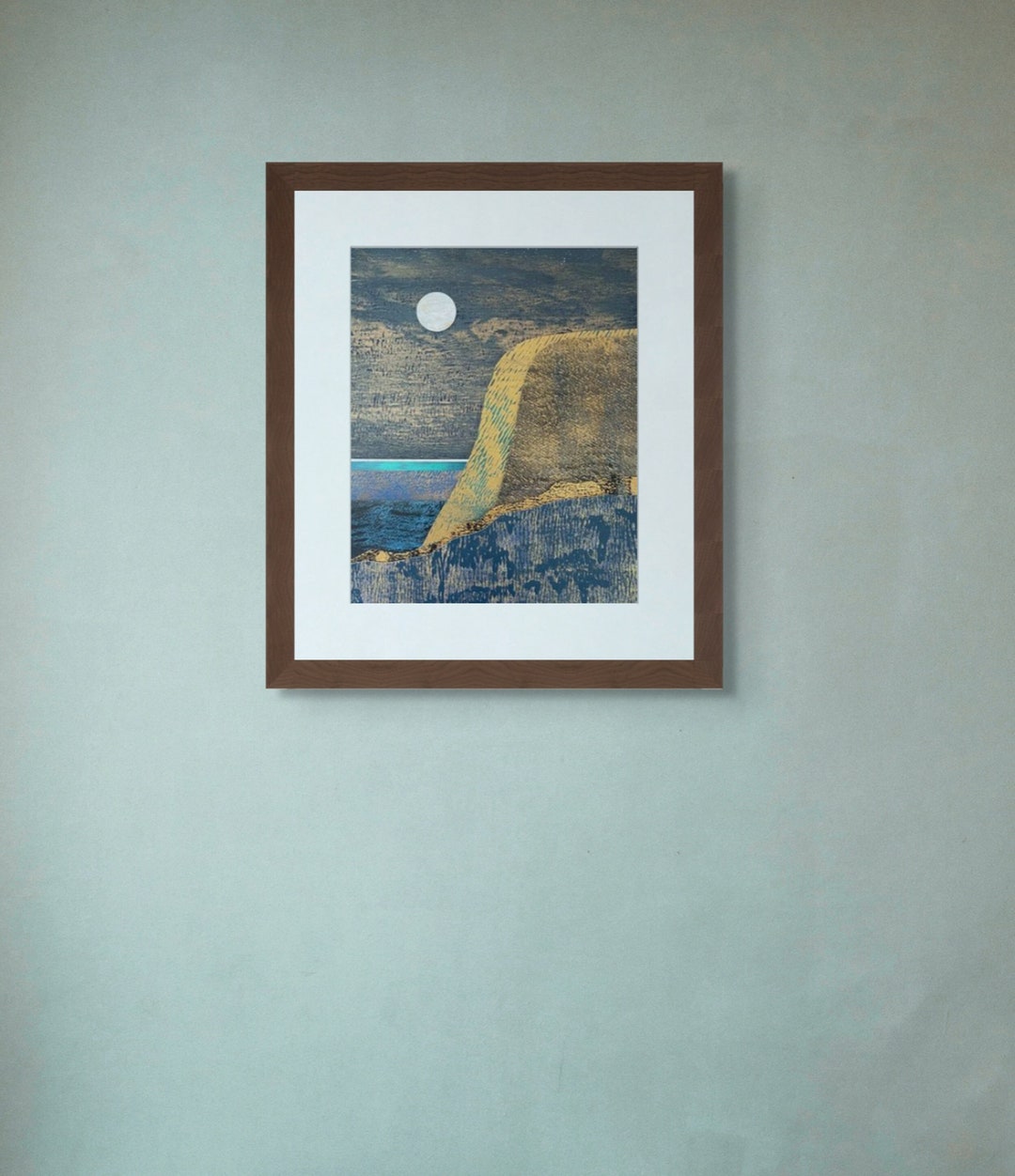 Original Painting of Cliffs and Full Moon - Etsy