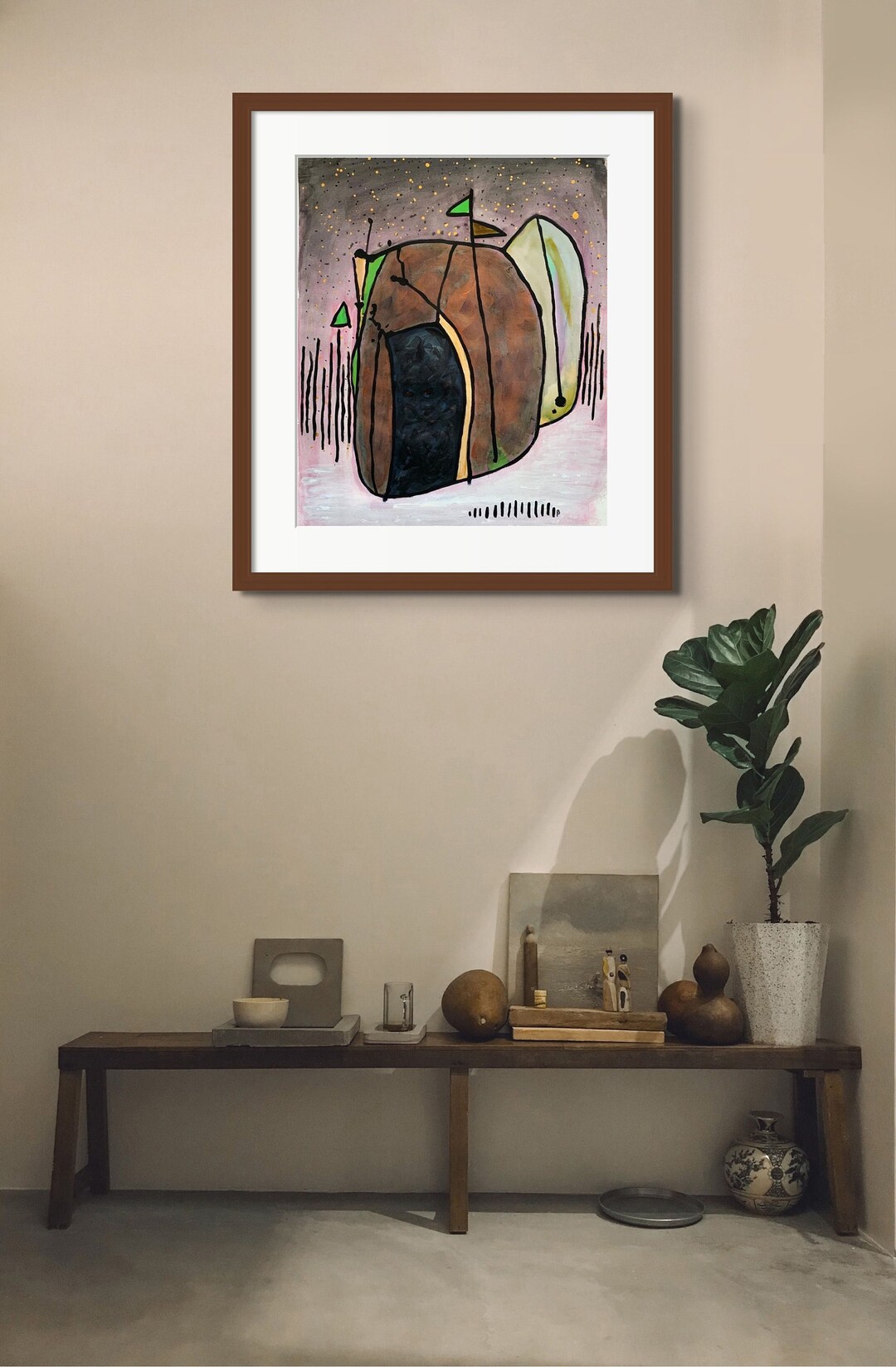 Original Abstract Cave Painting: Watercolor, Acrylic & Metallic Paint ...