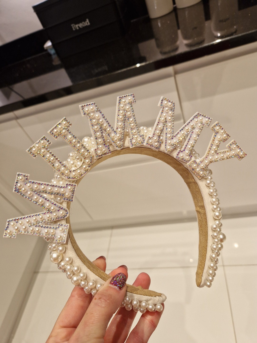 Personalised Mummy to Be Pearl Headband – Pregnancy & Baby Shower ...