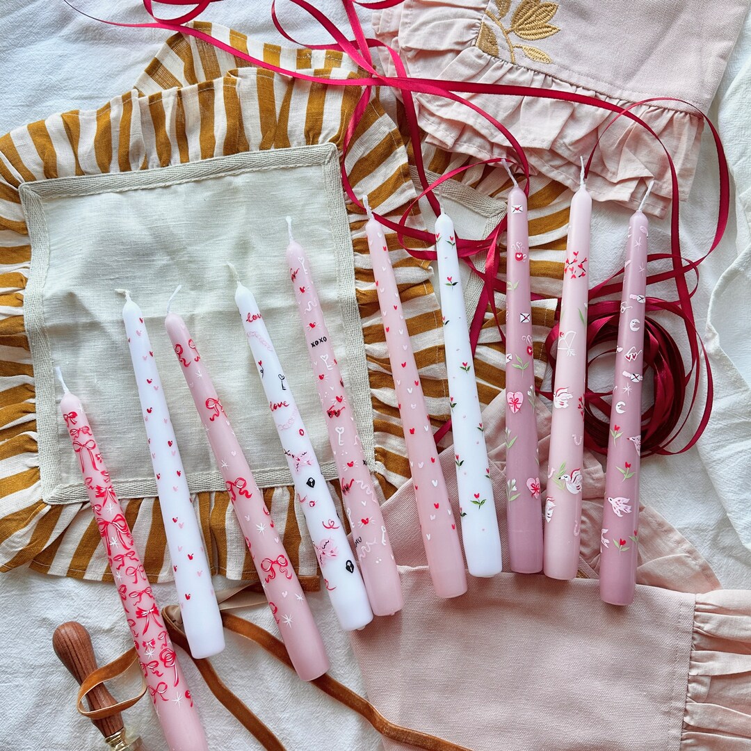 Valentine's Day Candles, Galentine's Day Candles, Painted Candles ...