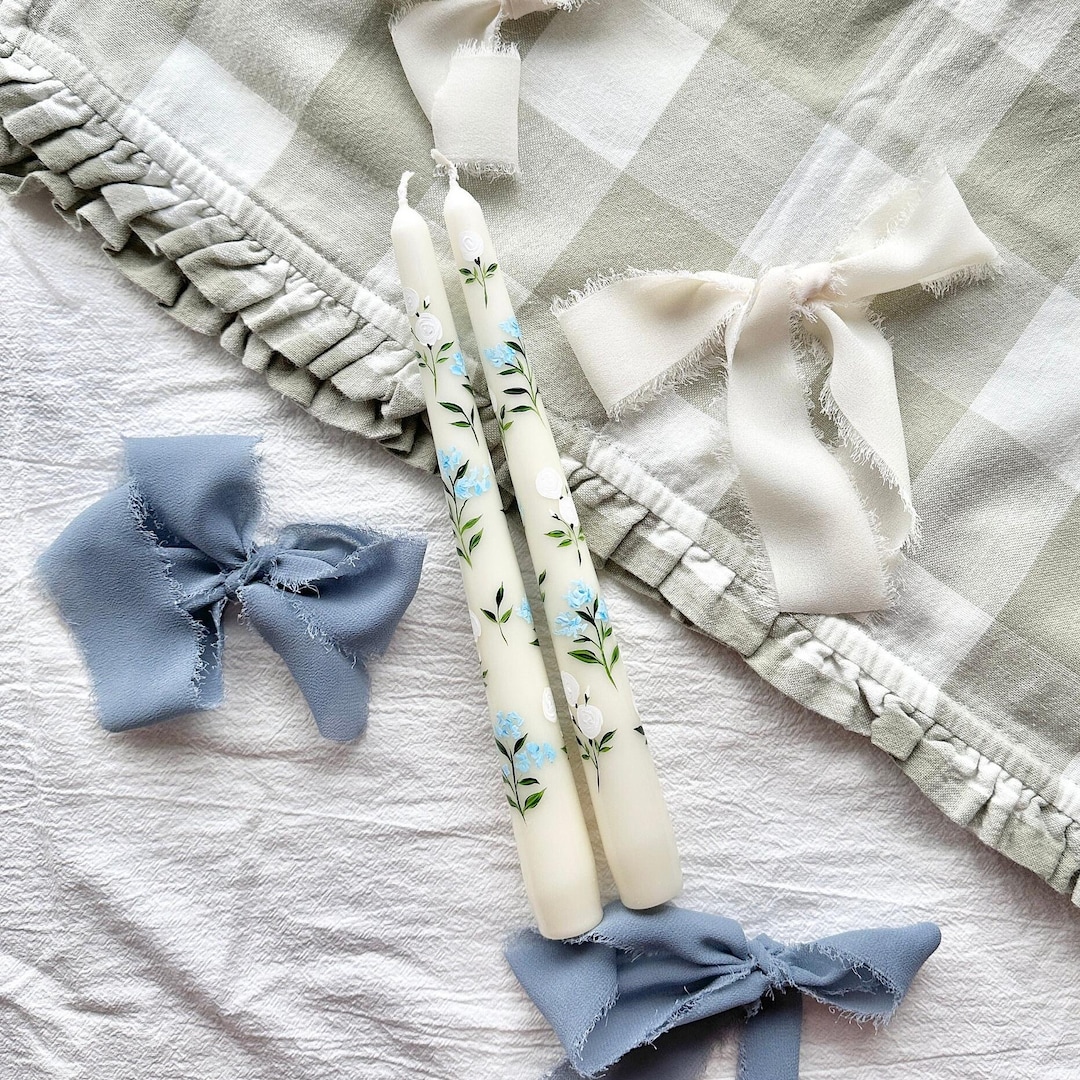 Hand Painted Floral Candle, Cottagecore Candle Decor, Romantic Home ...