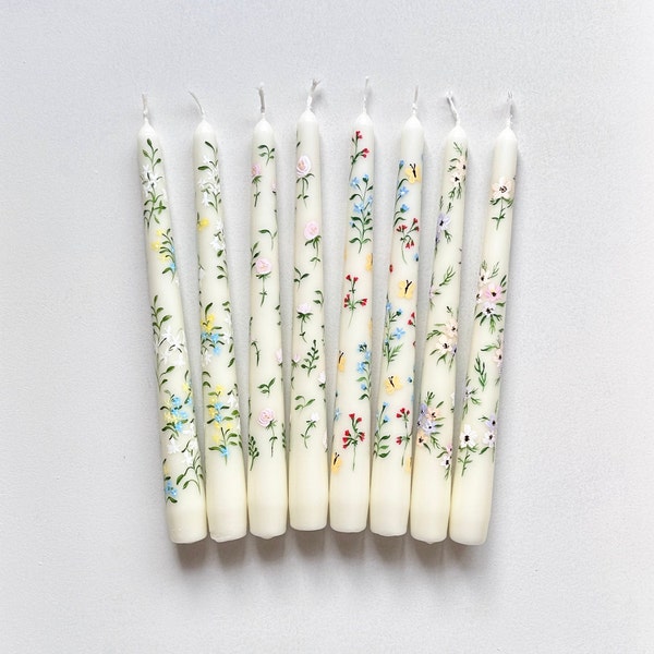 Floral Taper Candles - Etsy