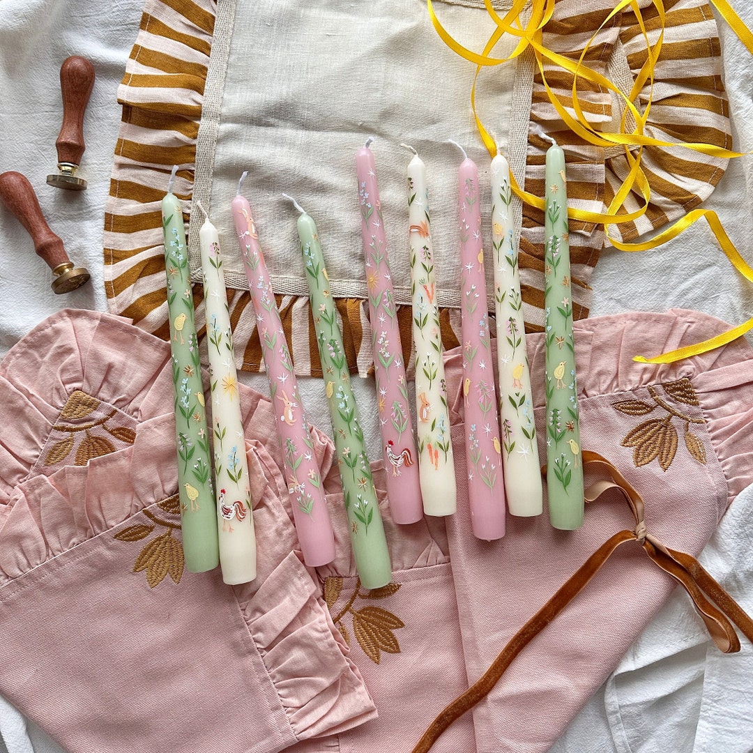 Hand Painted Easter Candles, Easter Decor, Easter Candles, Hand Painted ...