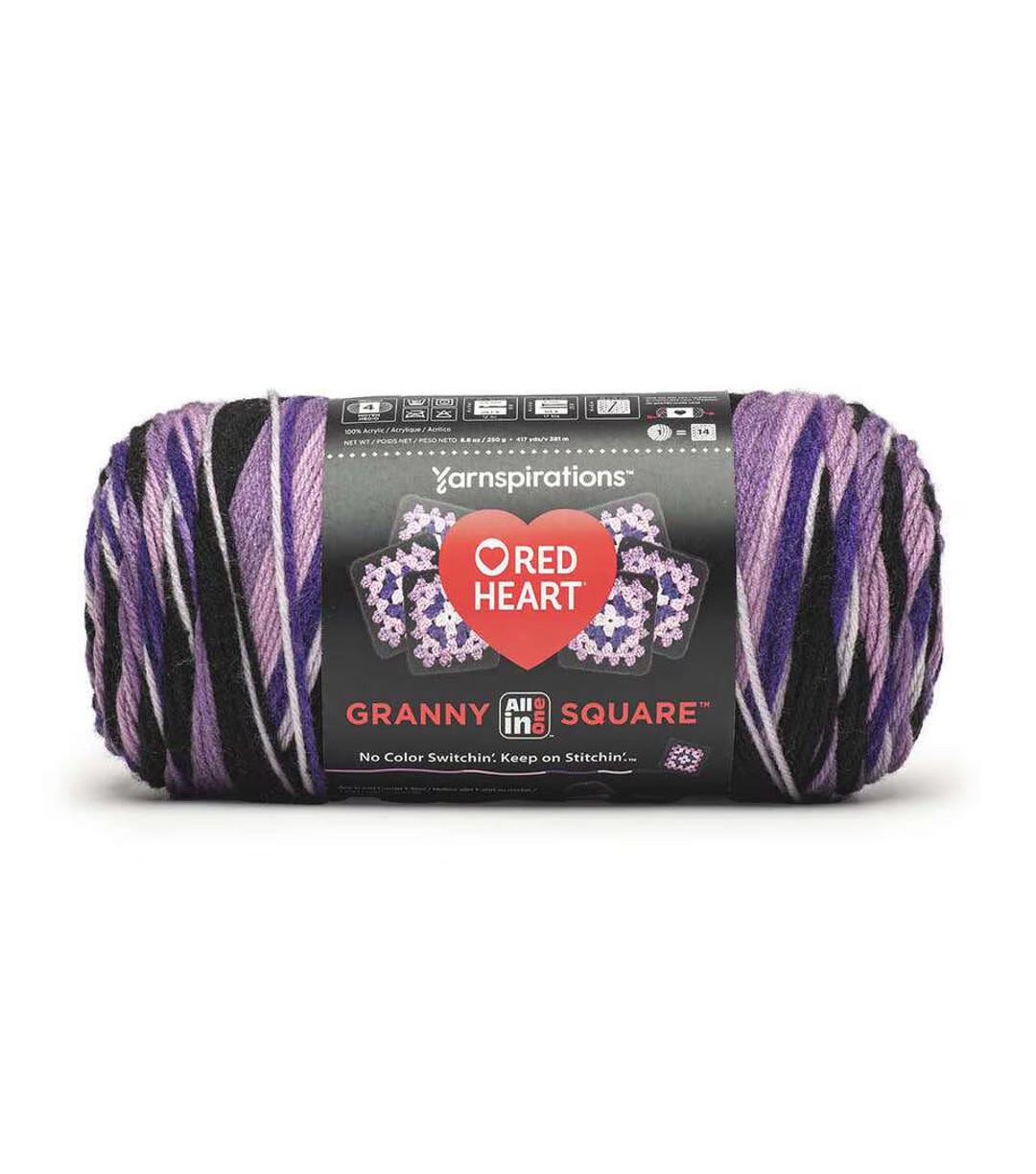 Red Heart Granny Square All in One Yarn Grape Granny Colorway Worsted ...