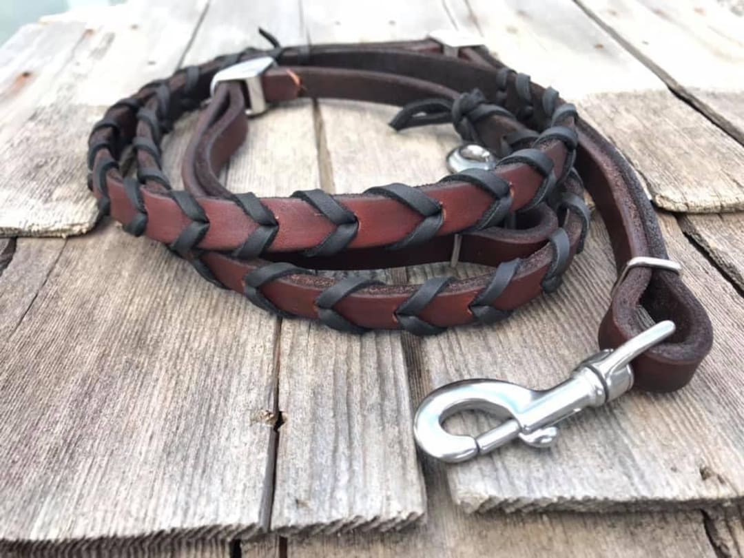 Custom 5/8' Harness Leather Barrel Reins With Latigo Lacing - Etsy