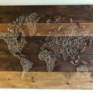 Wood/String World Map | Etsy