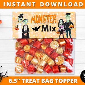 Halloween Bag Topper | Printable Halloween Treat Bag Toppers | Monster ...