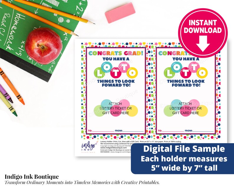 Lottery Ticket Holder Graduation Gift INSTANT DOWNLOAD | Etsy