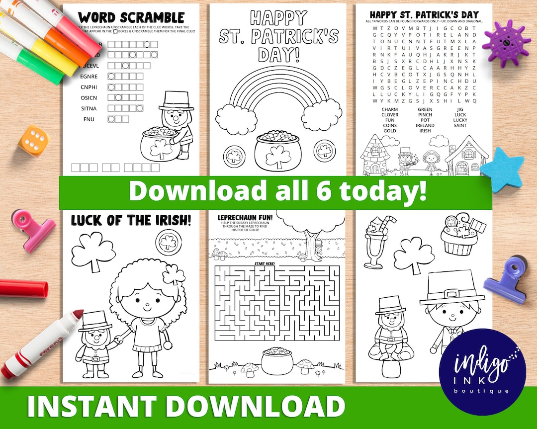St Patricks Day Activity and Coloring Pages INSTANT DOWNLOAD St ...