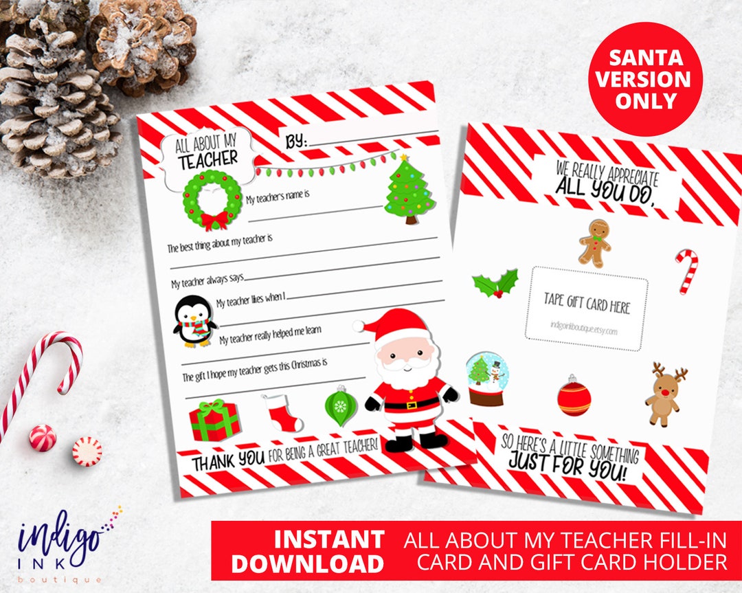 Teacher Christmas Gift | Teacher Appreciation Card for Teacher ...