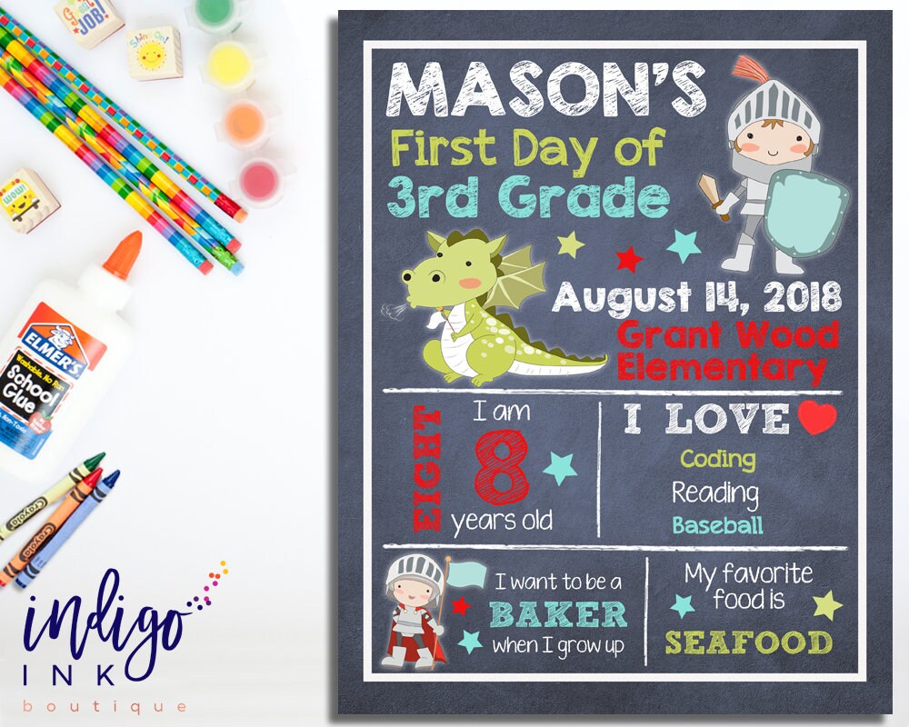 First Day of School Sign Custom Chalkboard DIGITAL DOWNLOAD | Etsy