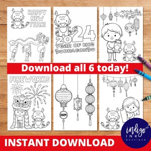 Chinese New Year Coloring Pages INSTANT DOWNLOAD 2024 Year of the ...