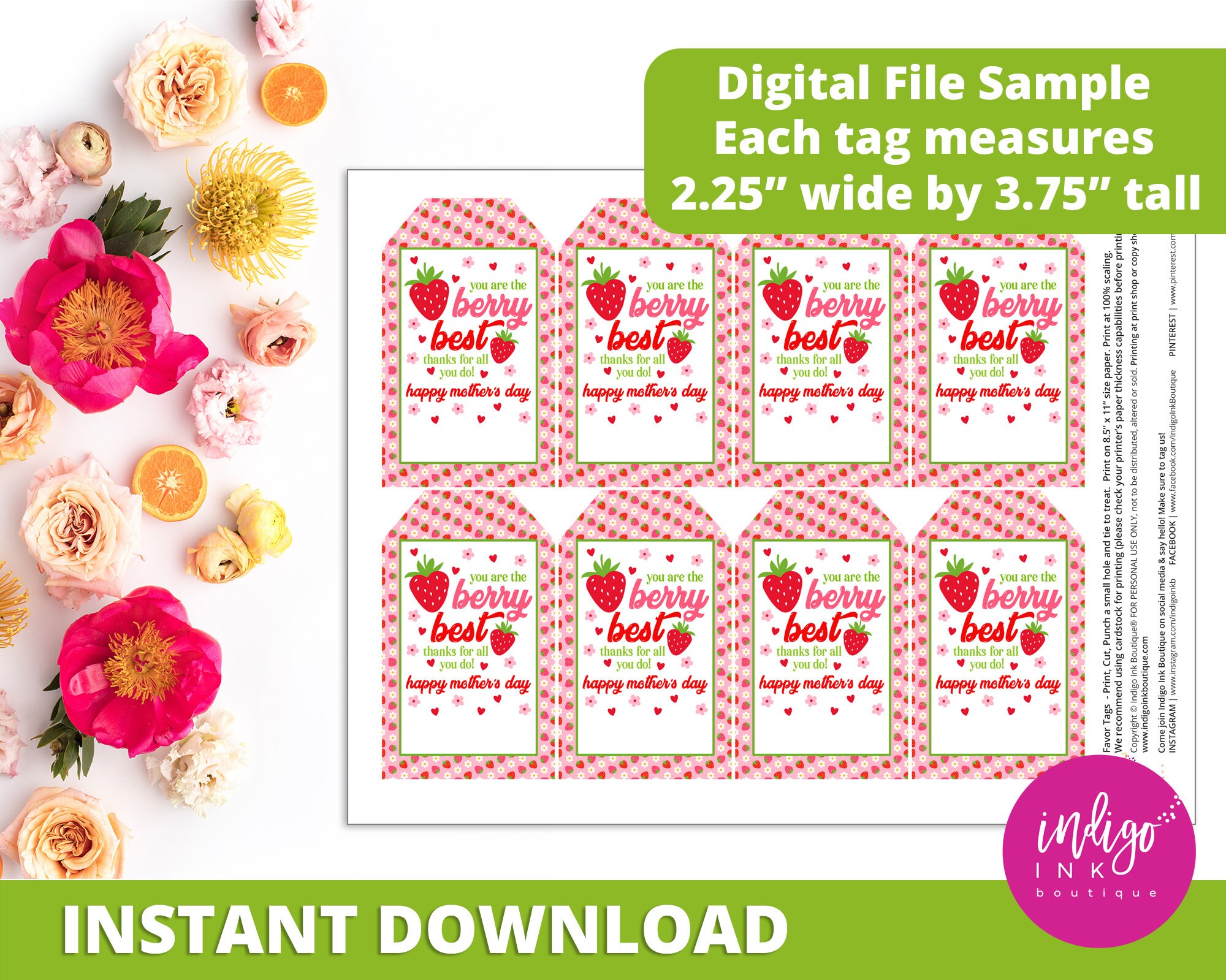 You Are the Berry Best Tags INSTANT DOWNLOAD | Mother's Day Tag ...
