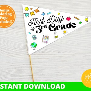 First Day of School Pennant Flags INSTANT DOWNLOAD First Day of Third ...