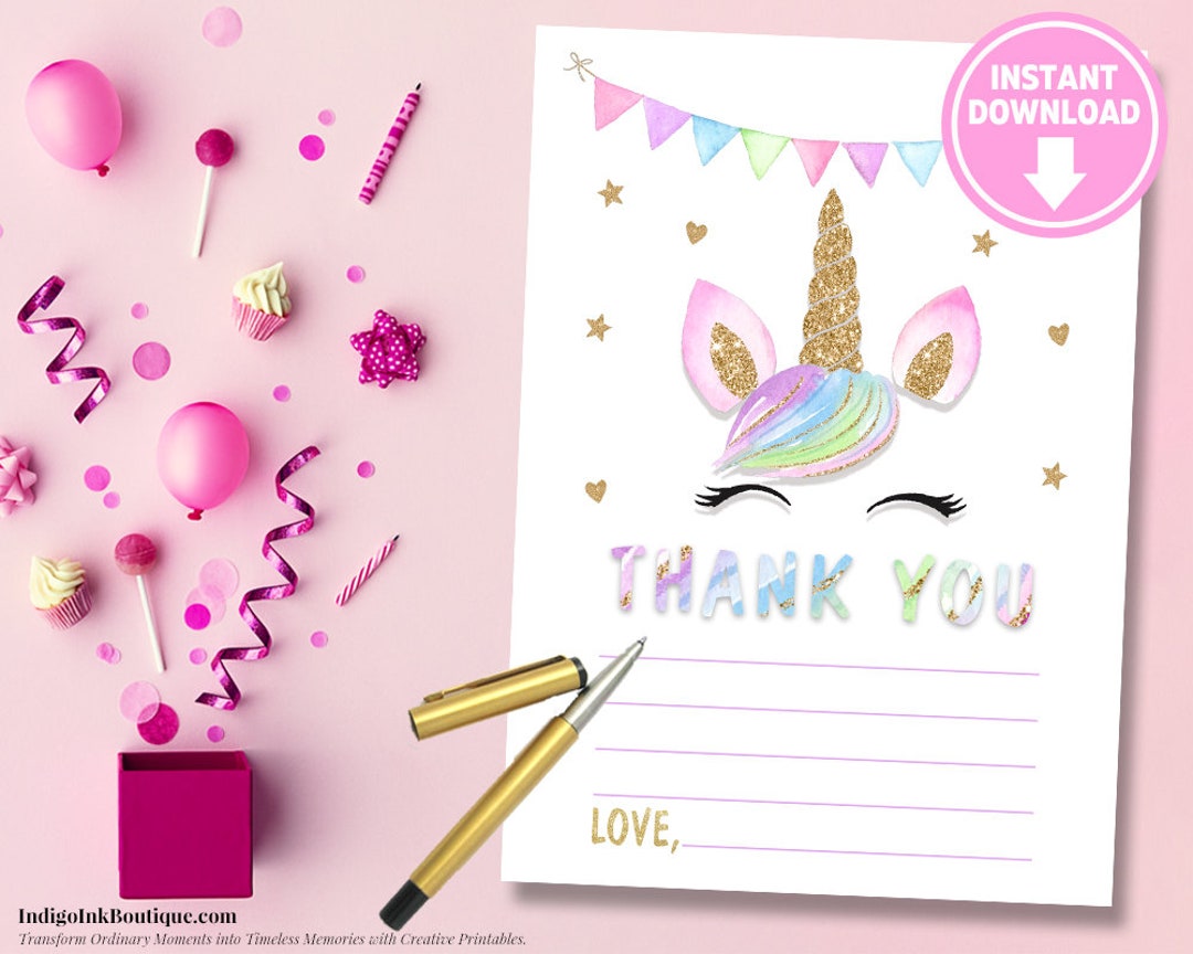 Unicorn Thank You Cards | Fill in the Blank Thank You Tags | Unicorn ...