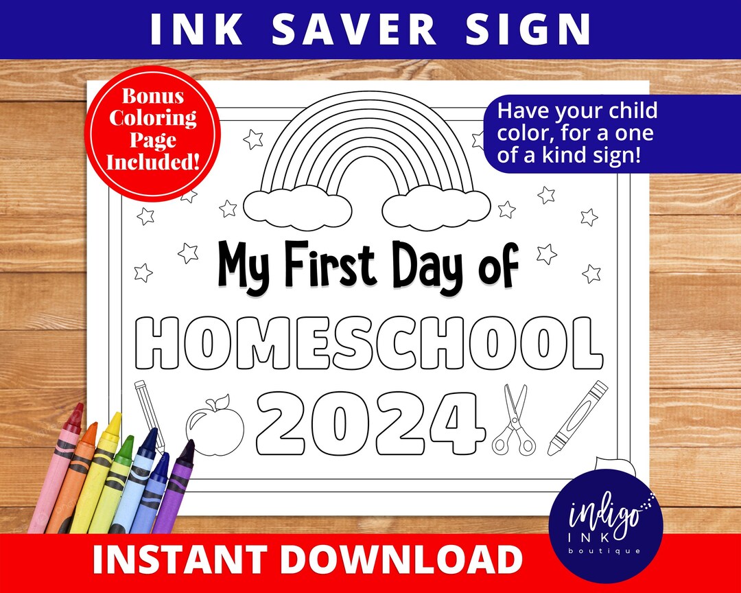 First Day of Homeschool Sign INSTANT DOWNLOAD | 1st Day of Homeschool ...