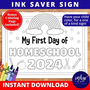 First Day of Homeschool Sign INSTANT DOWNLOAD | 1st Day of Homeschool ...