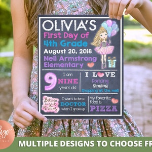 Custom Chalkboard First Day of School Poster | Back to School Sign ...